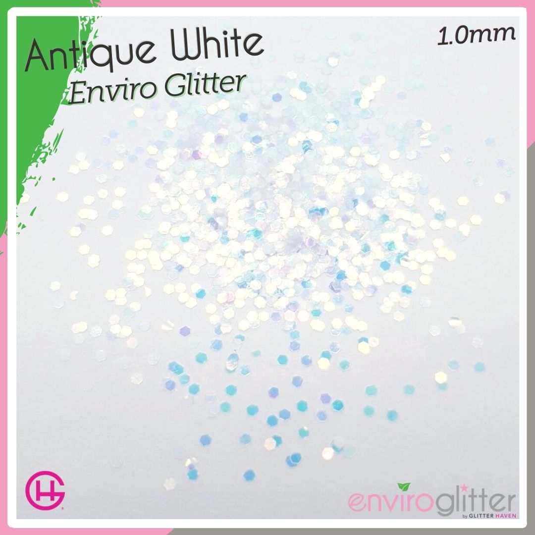 Antique White 🍃 Enviro Glitter | White Translucent Compostable – Glitter Haven