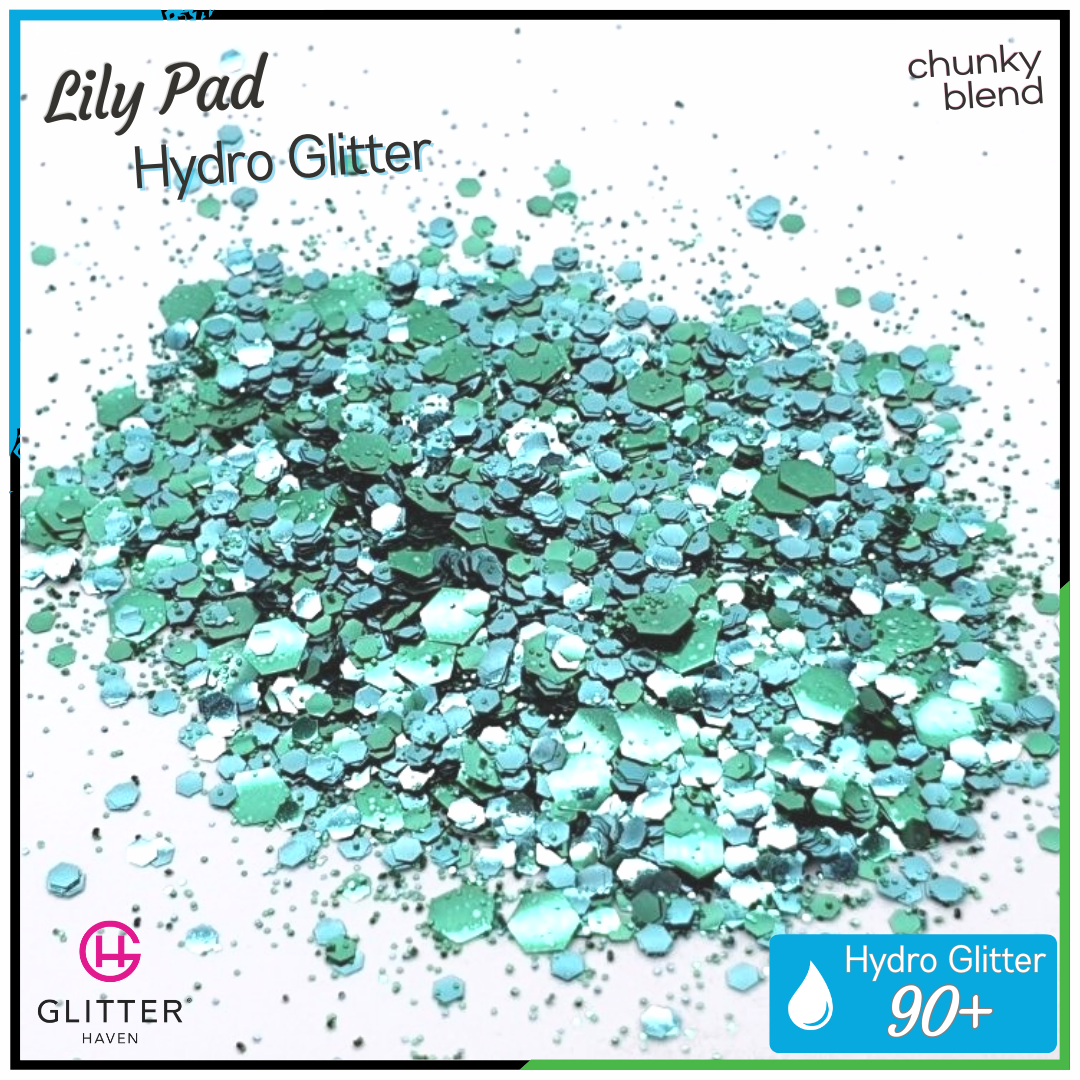 Lily Pad 💧 Hydro Glitter | Green | Cosmetic Water-degradable glitter ...