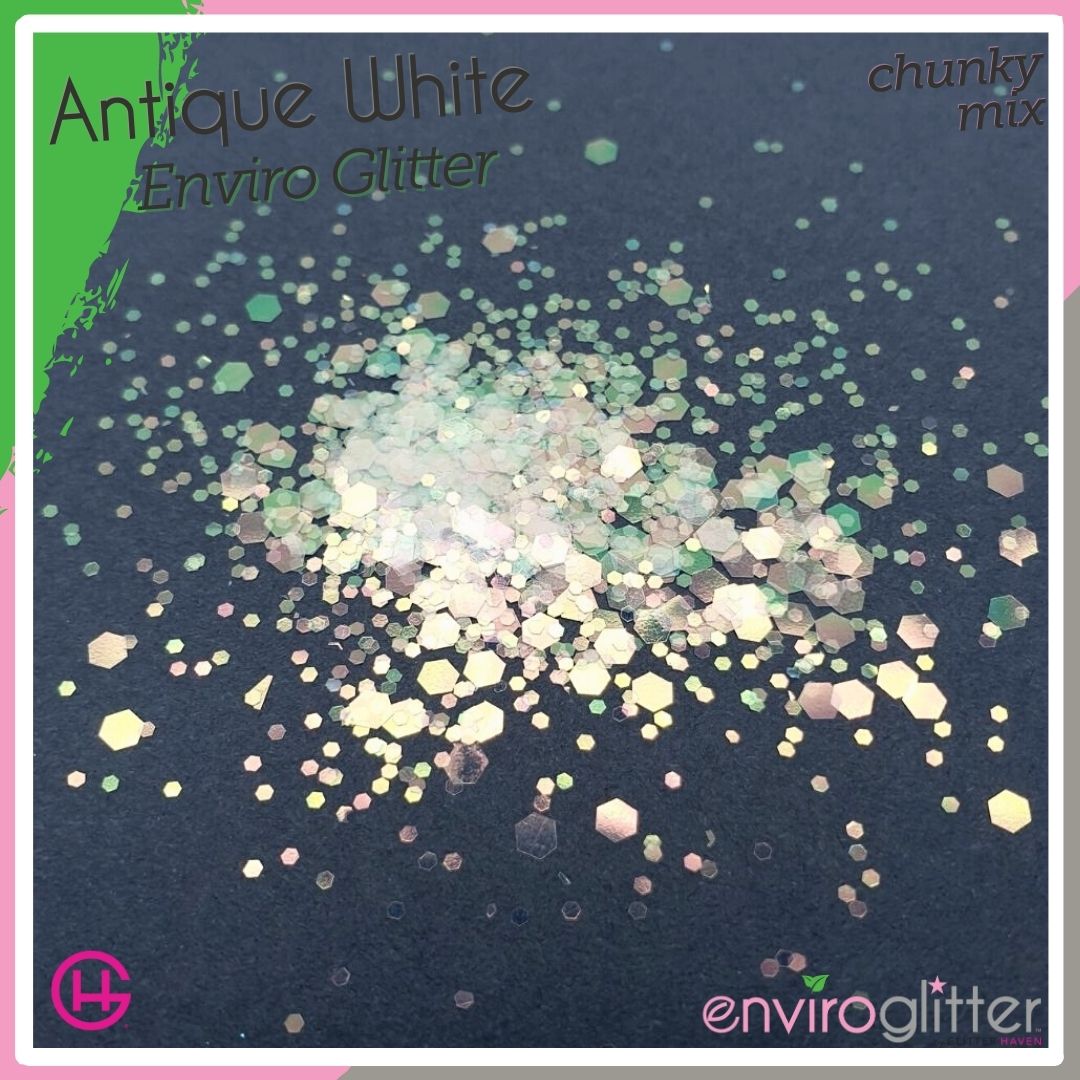 Antique White 🍃 Enviro Glitter | White Translucent Compostable – Glitter Haven