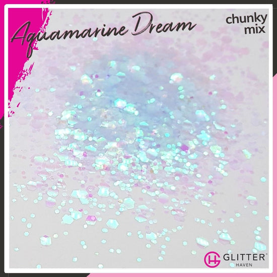 Aquamarine Dream | Blue Iridescent Translucent Chunky Mix Cosmetic Grade Glitter – Glitter Haven